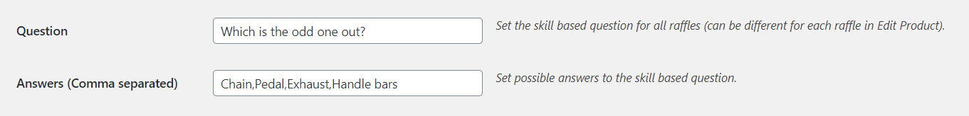Skill-based Question – RaffleWise